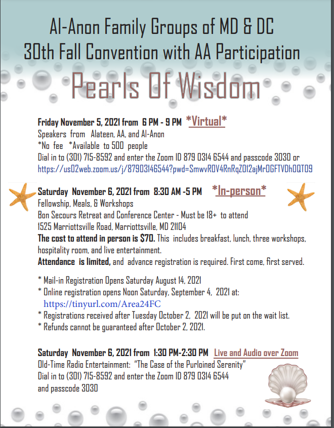 Al-Anon Family Groups of MD & DC 30th Fall Convention with AA ...